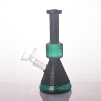 China 7 Inch Thick Glass Beaker Bong with Honeycomb Pattern Percolator and 14mm Glass Bowl for sale