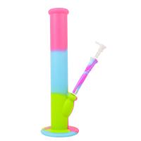 China 10 Inch Colorful Silicone Water Bong 14mm Female Joint Portable Durable for sale
