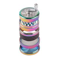 China 63mm 5 Layer Anodized Aluminum Herb Grinder with Magnetic Lid and Pollen Scraper for sale