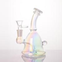 China 6.7 Inch Electroplated Glass Dab Rig Solid Color 14mm Female Joint for Wax Oil for sale