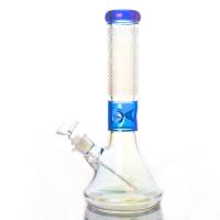 China 13 Inch Colored Accents Glass Beaker Bong Sand Blasted Electroplated Water Pipe 18mm for sale