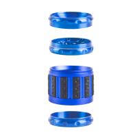 China 62mm 5-Layer Zinc Alloy Herb Grinder with Magnetic Cover Non-Slip Blue for sale