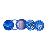 China 62mm 5-Layer Zinc Alloy Herb Grinder with Magnetic Cover Non-Slip Blue for sale