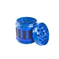 China 62mm 5-Layer Zinc Alloy Herb Grinder with Magnetic Cover Non-Slip Blue for sale
