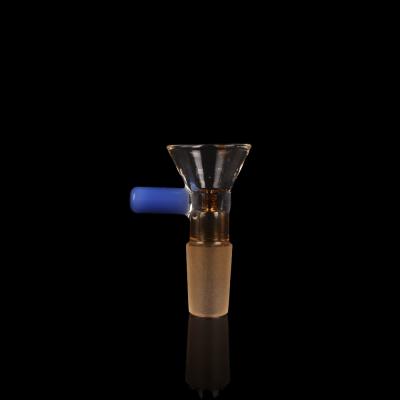 China 14mm Heat Safe Glass Bong Bowl Piece Clear with Blue Handle for Smoking Accessories for sale