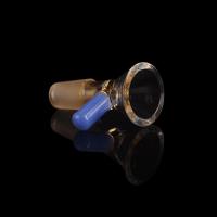 China 14mm Heat Safe Glass Bong Bowl Piece Clear with Blue Handle for Smoking Accessories for sale