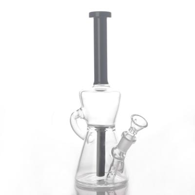 China 9 Inch Glass Dab Rig Multi Hole Percolator Hourglass Recycler Water Pipe 14mm Female Joint for sale
