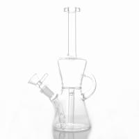 China 9 Inch Glass Dab Rig Multi Hole Percolator Hourglass Recycler Water Pipe 14mm Female Joint for sale
