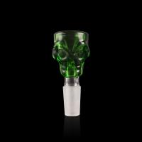 China 14mm Male Joint Glass Bong Bowl Borosilicate Glass Green Skull Design for sale