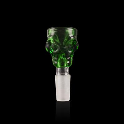 China 14mm Male Joint Glass Bong Bowl Borosilicate Glass Green Skull Design for sale