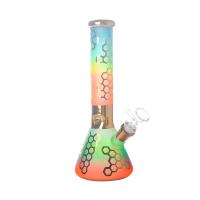 China 10 Inch Tobacco Glass Smoking Bong Gradient Colored Honeycomb Patterns for sale