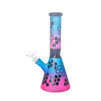 China 10 Inch Tobacco Glass Smoking Bong Gradient Colored Honeycomb Patterns for sale