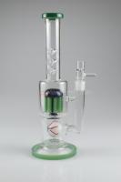 China 18mm Female Glass Water Pipe 13.78 Inches with Bead and Tree Percolator for sale