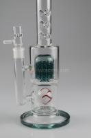 China 18mm Female Glass Water Pipe 13.78 Inches with Bead and Tree Percolator for sale
