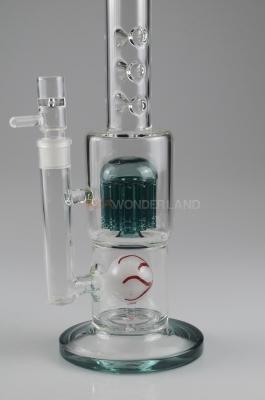 China 18mm Female Glass Water Pipe 13.78 Inches with Bead and Tree Percolator for sale