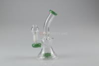 China Green Orange Single Disk Perc Glass Dab Rig Glass Mini Bong 6.9 Inch for sale