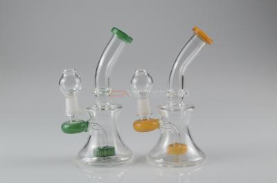 China Green Orange Single Disk Perc Glass Dab Rig Glass Mini Bong 6.9 Inch for sale
