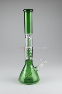 China Green Conical Flask Base Smoking Water Pipe With Coil Showerhead for sale