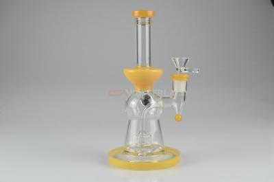 China 9.25 Inch Recycler Glass Bong Straight Ice Bong with Donut Perc 14mm Joint for sale