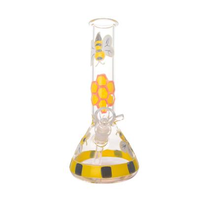 China 8 Inch Glow in Dark Honeybee Glass Beaker Bong 14mm Female Joint Ice Catcher for sale