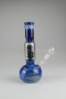 China Cobalt Blue Flask Glass Beaker Bong Ball Style With Black Coil for sale