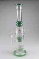 China 14mm Female Transparent Straight Tube Bong 18.9 Inch Jellyfish Leaves Glass Water Pipe for sale