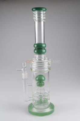 China 14mm Female Transparent Straight Tube Bong 18.9 Inch Jellyfish Leaves Glass Water Pipe for sale