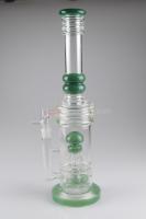 China 14mm Female Transparent Straight Tube Bong 18.9 Inch Jellyfish Leaves Glass Water Pipe for sale