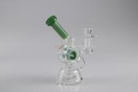 China 6.7 Inch Mini Glass Dab Rig with Large Ring and Doughnut Percolator 14mm for sale