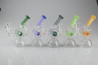 China 6.7 Inch Mini Glass Dab Rig with Large Ring and Doughnut Percolator 14mm for sale