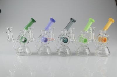 China 6.7 Inch Mini Glass Dab Rig with Large Ring and Doughnut Percolator 14mm for sale