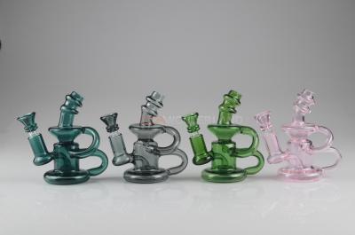 China 5.1 Inches High Borosilicate Glass Dab Rig Recycler With Banger for sale