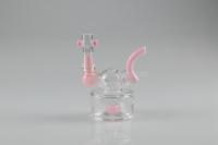China 4.13 Inch Glass Dab Rig with Curved Mouthpiece Borosilicate Glass Water Pipe 14mm Joint for sale