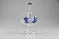 China 14mm Male Joint Glass Dab Rig Straight Tube Cobalt Blue 9.45 Inch Height for sale