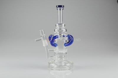 China 14mm Male Joint Glass Dab Rig Straight Tube Cobalt Blue 9.45 Inch Height for sale