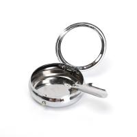 China 45mm Aluminum Alloy Pocket Cigar Ashtray Set with Crystal Lid Keychain for sale