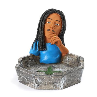 China 10.5cm Resin Human Porcelain Ashtray for Sublimation Cigar Custom Logo for sale