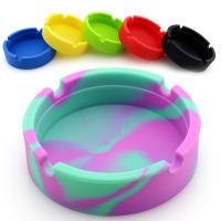 China Silicone Luminous Ashtray 8.3cm Diameter 18 Colors OEM ODM Custom Logo for sale