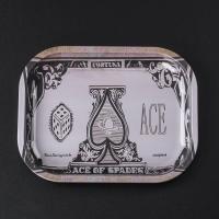 China 18*14cm Rectangle Tin Metal Rolling Tray Fpr Spice Herb Smoking for sale