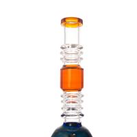China 18 Inches Double Cylindrical Shape Straight Tube Bong Amber Filter Multi Ring for sale