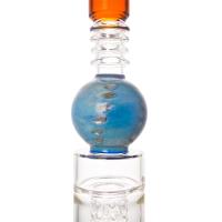 China 18 Inches Double Cylindrical Shape Straight Tube Bong Amber Filter Multi Ring for sale