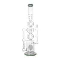 China 18mm Female Borosilicate Glass Oil Pipe Double Ring Connection Green for sale