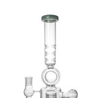 China 18mm Female Borosilicate Glass Oil Pipe Double Ring Connection Green for sale