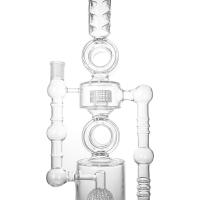 China 18mm Female Borosilicate Glass Oil Pipe Double Ring Connection Green for sale