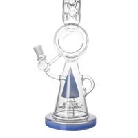 China 17.5 Inch 4mm Thick Straight Tube Glass Bong with 14mm Female Joint Blue Jade for sale