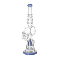 China 17.5 Inch 4mm Thick Straight Tube Glass Bong with 14mm Female Joint Blue Jade for sale