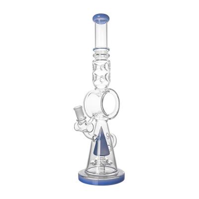 China 17.5 Inch 4mm Thick Straight Tube Glass Bong with 14mm Female Joint Blue Jade for sale