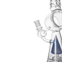 China 17.5 Inch 4mm Thick Straight Tube Glass Bong with 14mm Female Joint Blue Jade for sale