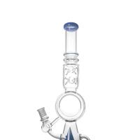 China 17.5 Inch 4mm Thick Straight Tube Glass Bong with 14mm Female Joint Blue Jade for sale