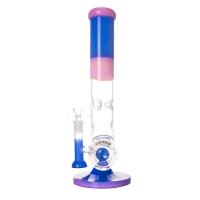 China 5mm Thick 13.5 Inch Ice Catcher Straight Tube Bong Blue Pink 14mm Female Joint for sale